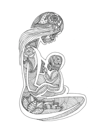 Kneeling to Feed – Breastfeeding Coloring Page – New Little Life Store
